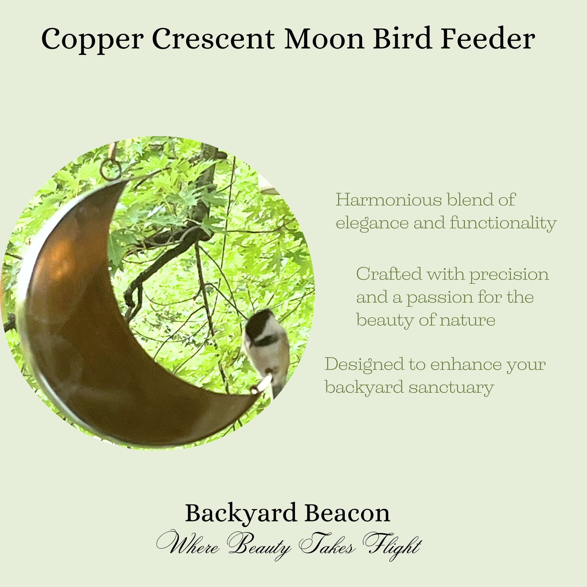 Copper Gold Celestial Crescent Moon Bird Feeder Gift With Shepards Hook ...