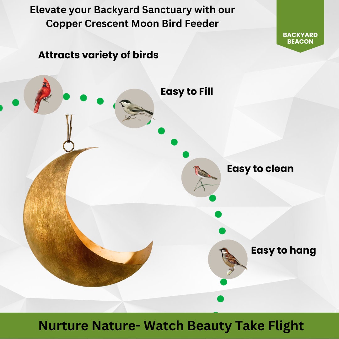 Copper Gold Celestial Crescent Moon Bird Feeder Gift With Shepards Hook ...