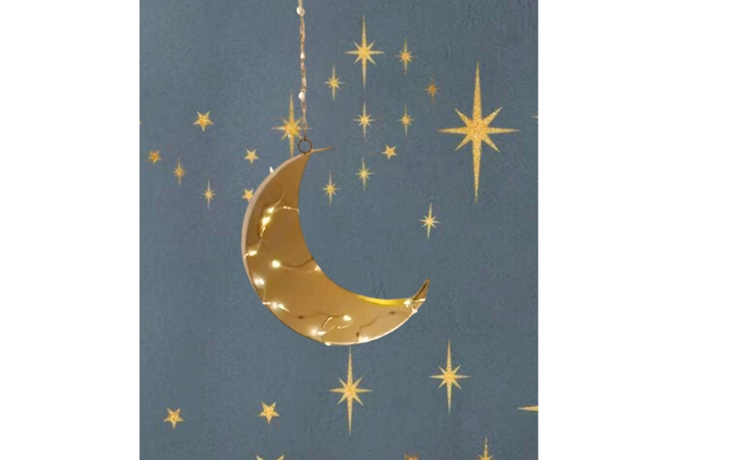 Celestial Crescent Moon Hanging Night Light for Nursery Kid's Room ...