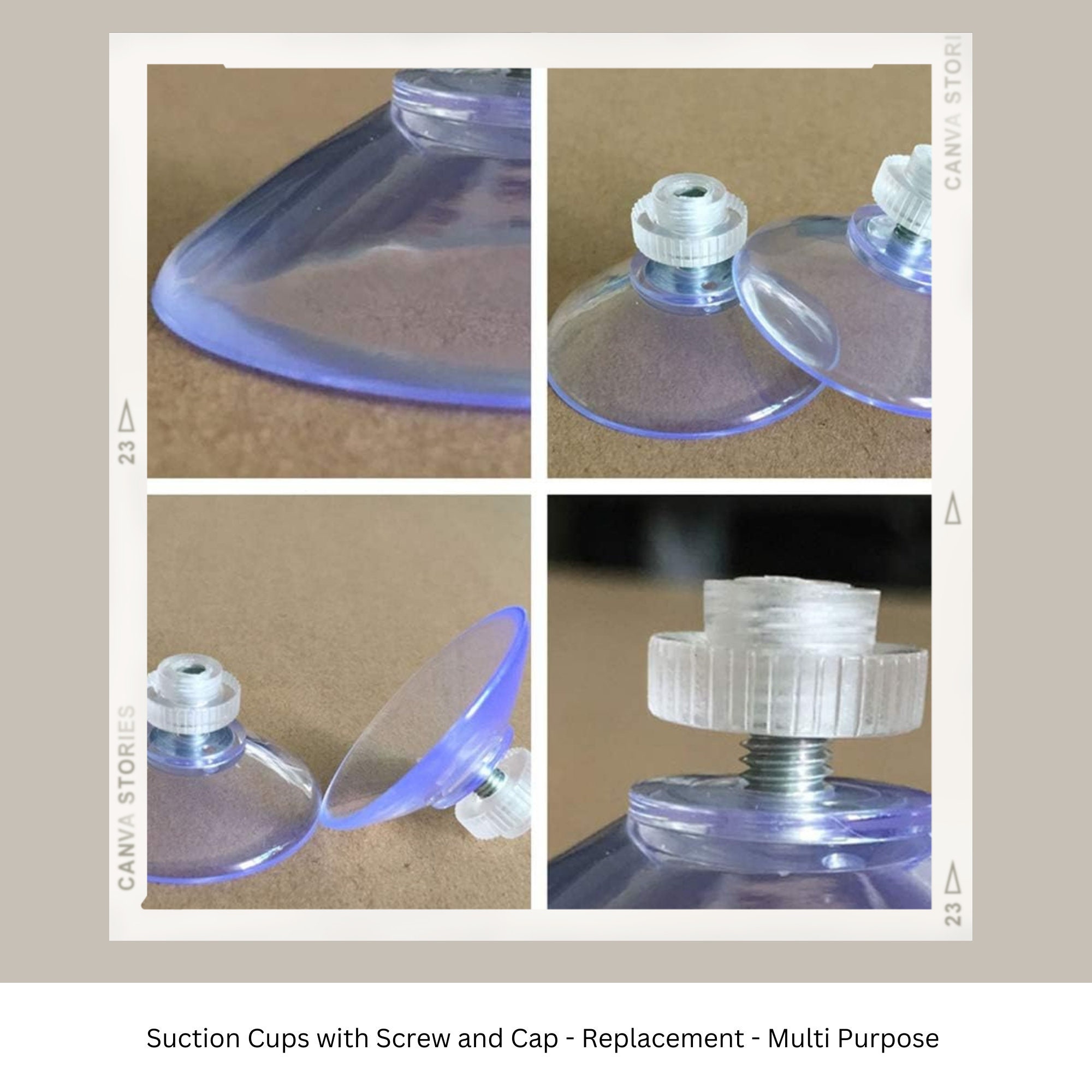 4 Suction Cups 50 Mm PVC 2" Suction Pads Plastic Sucker Cups Clear ...