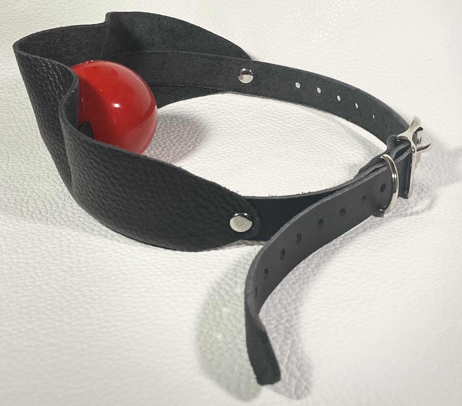Leather Panel Gag Soft Leather black Silicone Ball - Etsy