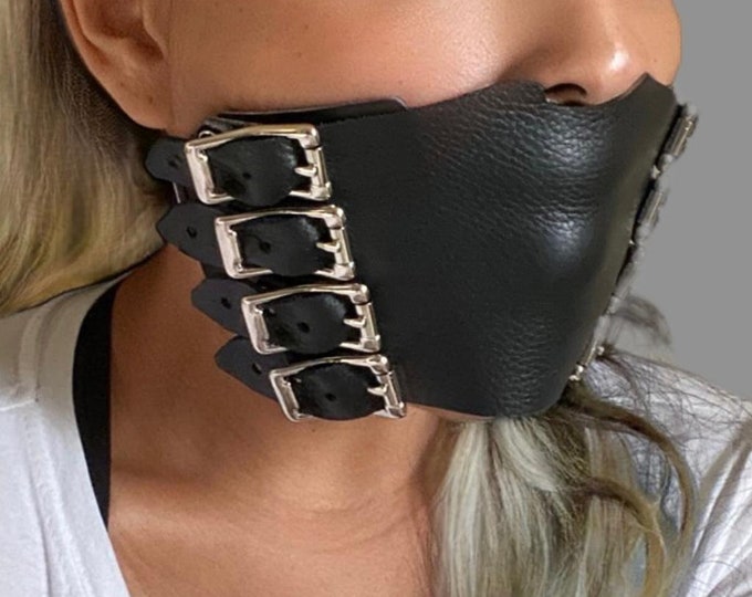Panel Gag With Buckles Soft Leather black Silicone Ball - Etsy
