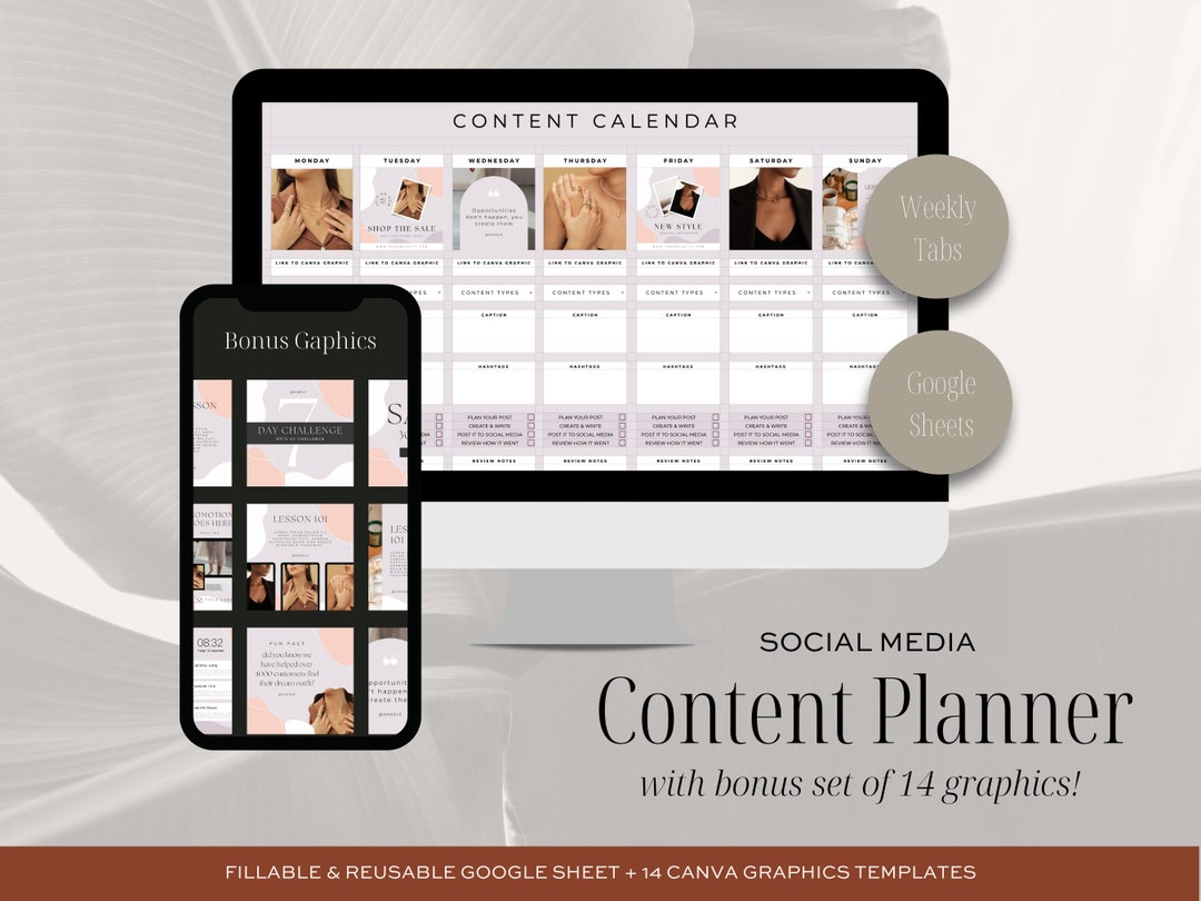 Social Media Planner, Content Planner, Digital Planner, Excel Spreadsheet, Marketing Planner ...