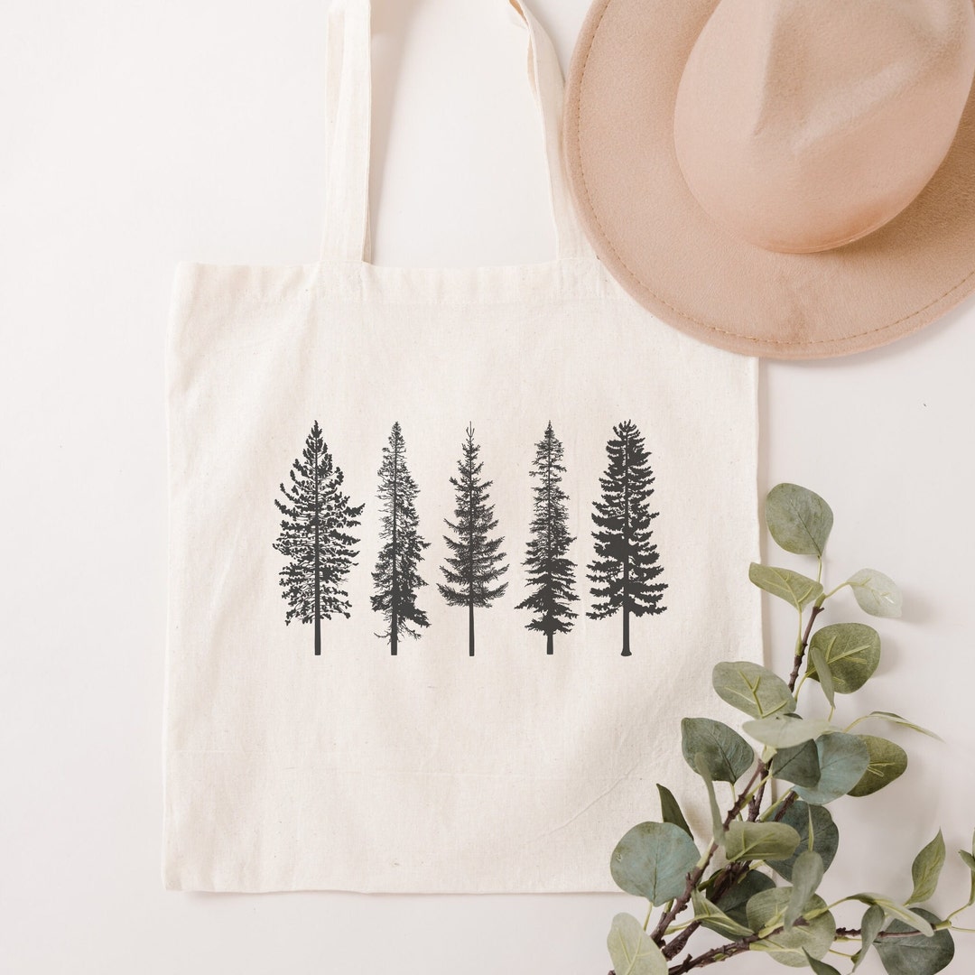 Pine Forest Trees Tote Bag Aesthetic Minimalist Nature Lovers Gift ...