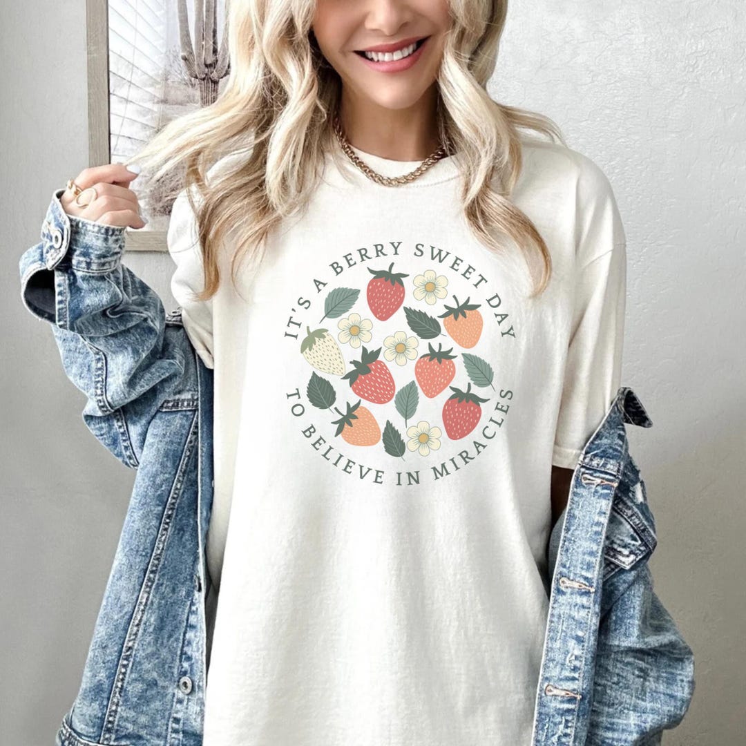 IVF Shirt Strawberry Floral Miracle Positive Vibes Comfort Colors ...