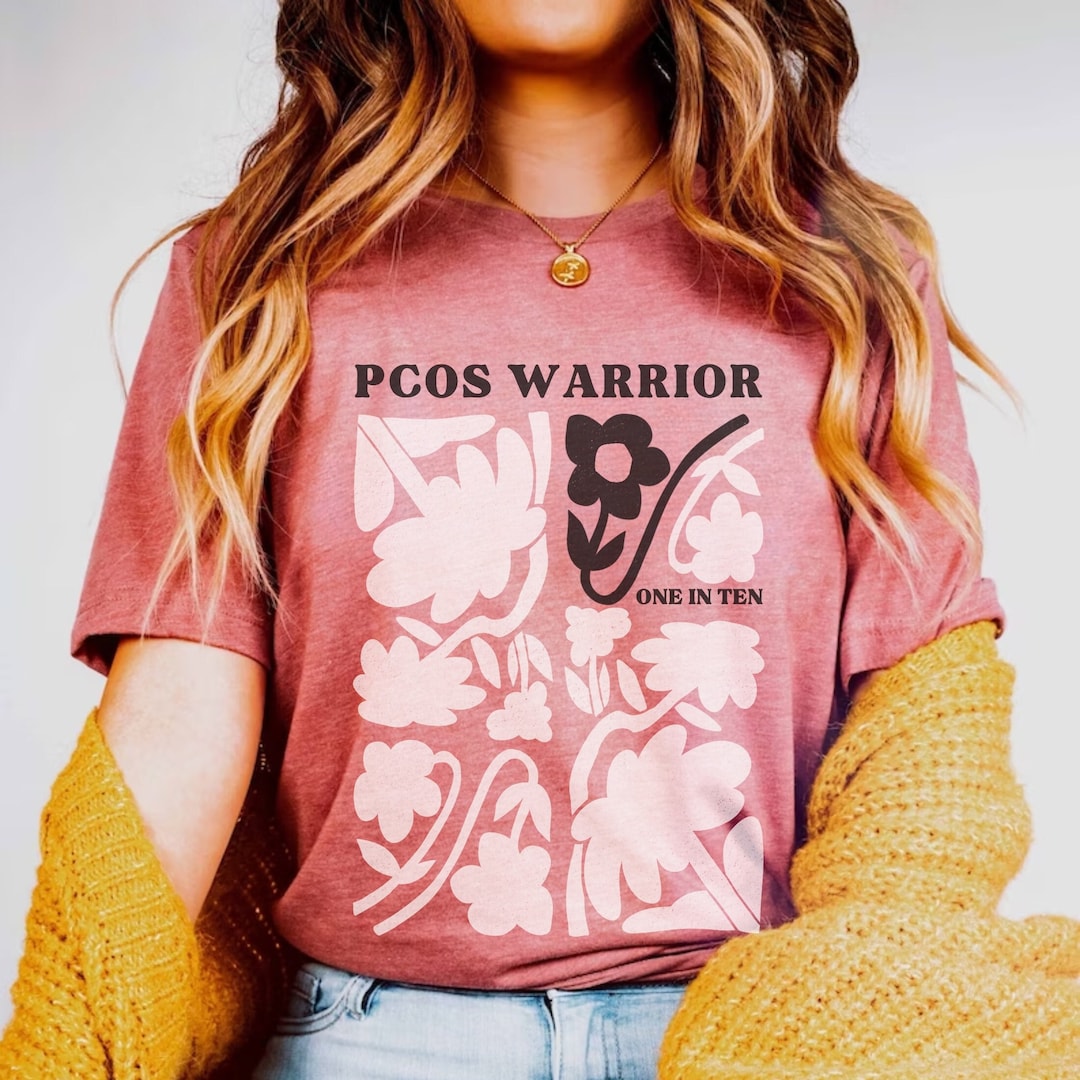 Retro Wild Flowers PCOS Awareness Pcos Warrior Shirt Fertility Chronic ...