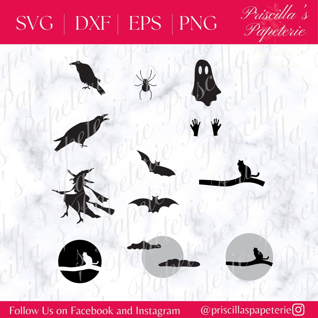 Halloween SVG - Witch DXF - Crows EPS - Witch Clipart - Halloween Cats ...