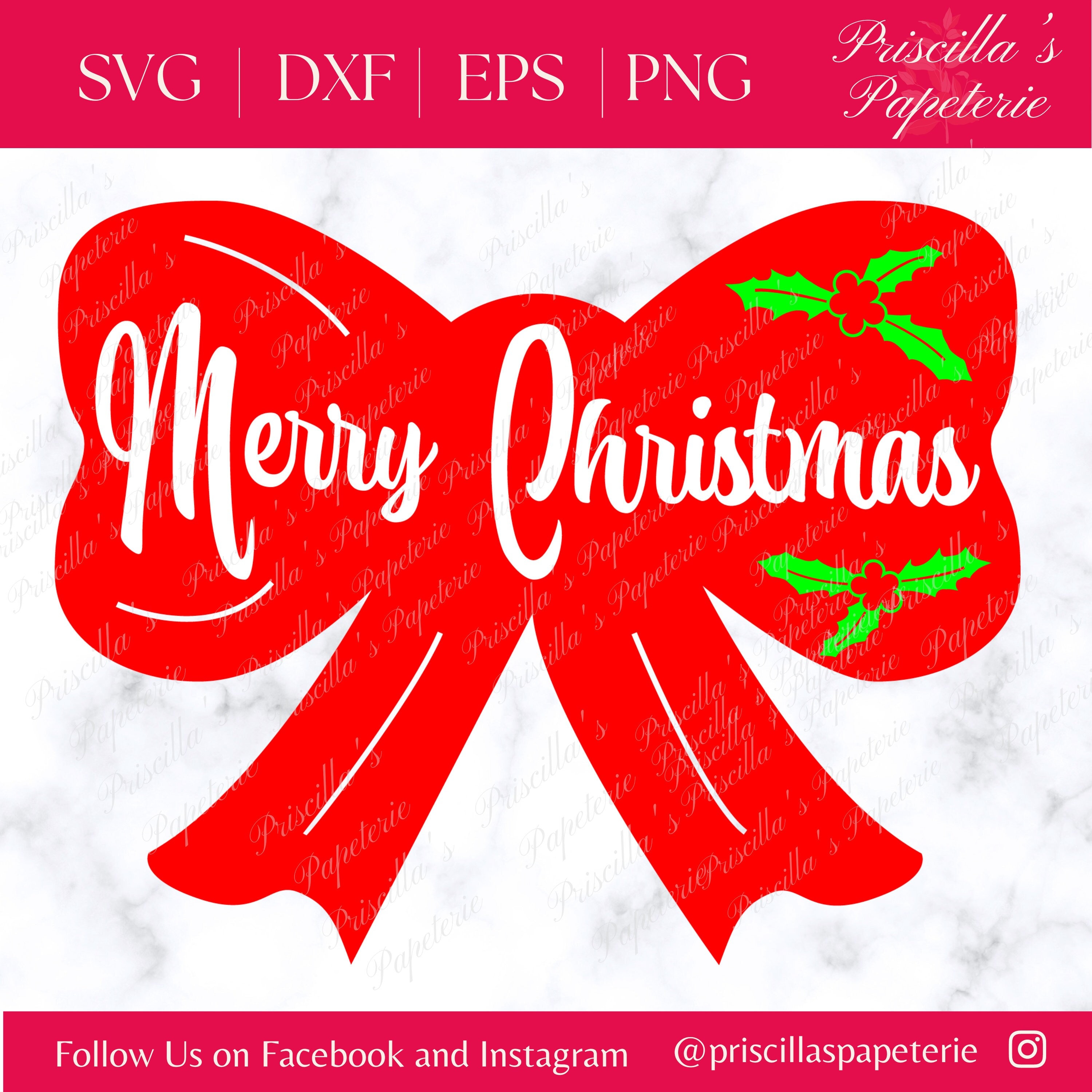 Merry Christmas Bow SVG - Christmas Bow SVG - Merry Christmas PNG - Red ...