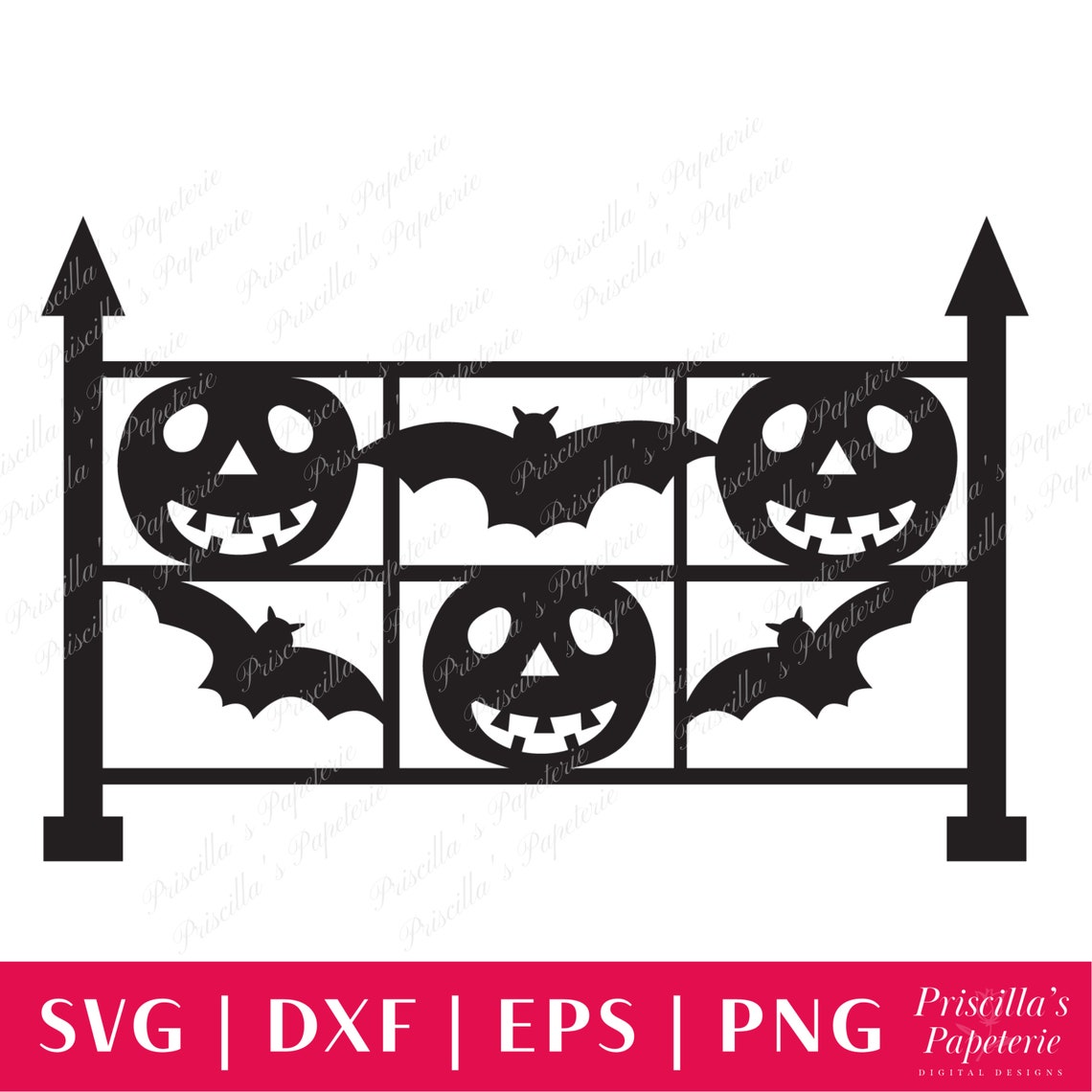 Scary Fence SVG - Halloween Fence SVG - Halloween Fence Post - Pumpkin ...