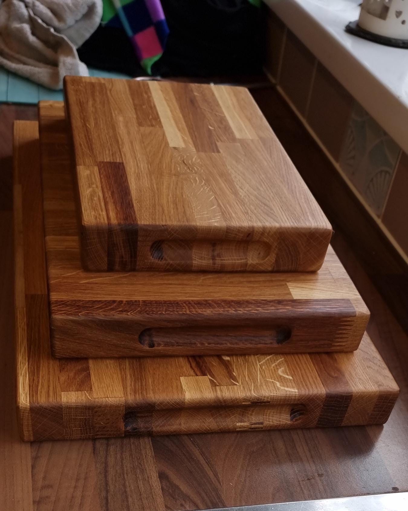 Solid Oak Chopping Board / Chopping Block / Butcher's Block With ...