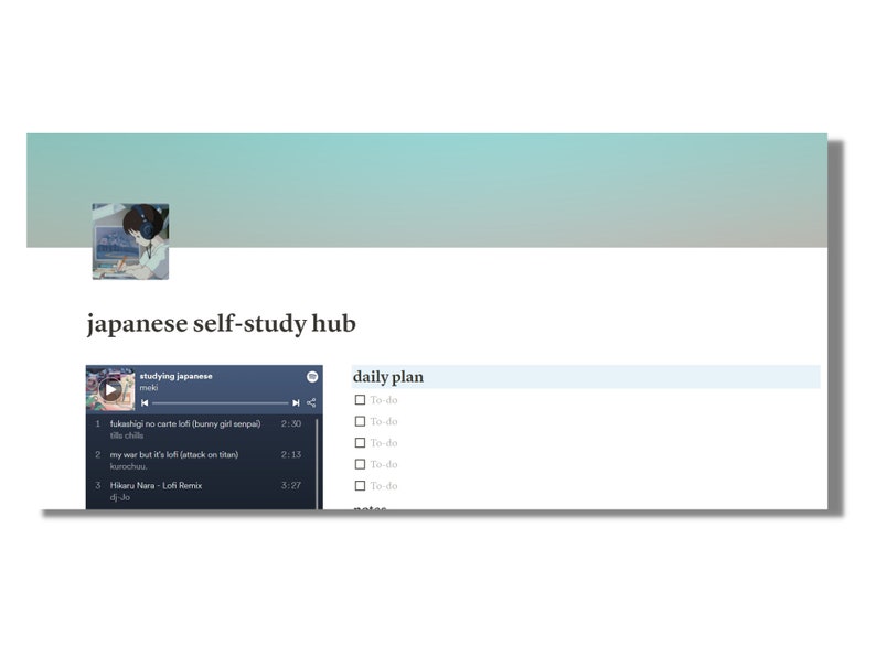 Japanese Self-study Template Language Learning Notion Template Self ...