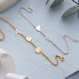 Personalized Initial Bracelet: Sterling Silver Custom Letter Charm - Etsy