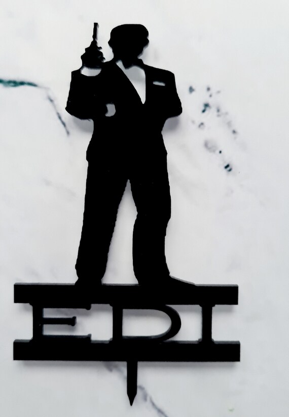 James Bond Acrylic Cake Topper With Name Many Sizes And Etsy