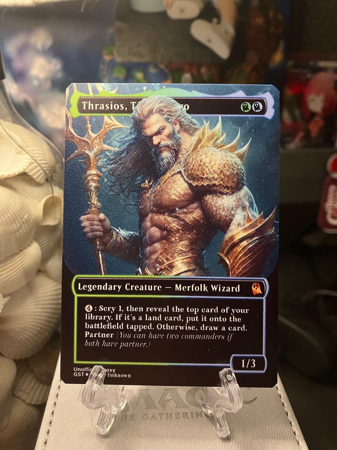 Thrasios, Triton Hero Borderless Neon Metal Proxy for Commander - Etsy