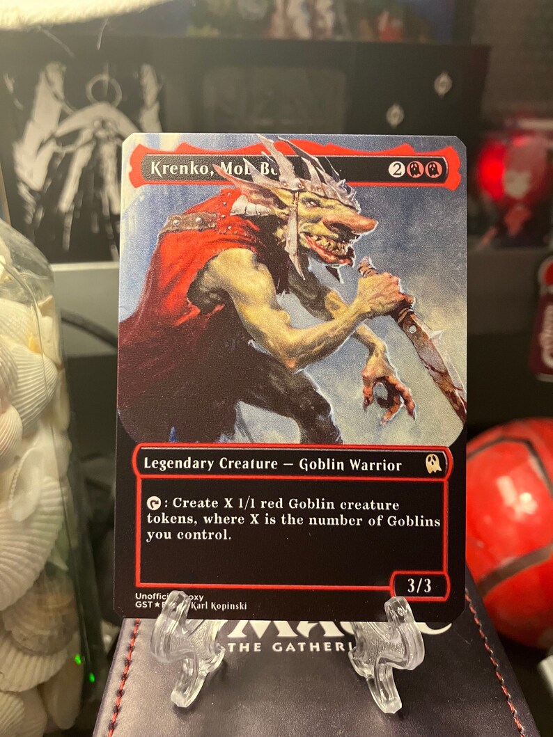 Krenko Mob Boss Borderless Neon Metal Proxy for Commander - Etsy