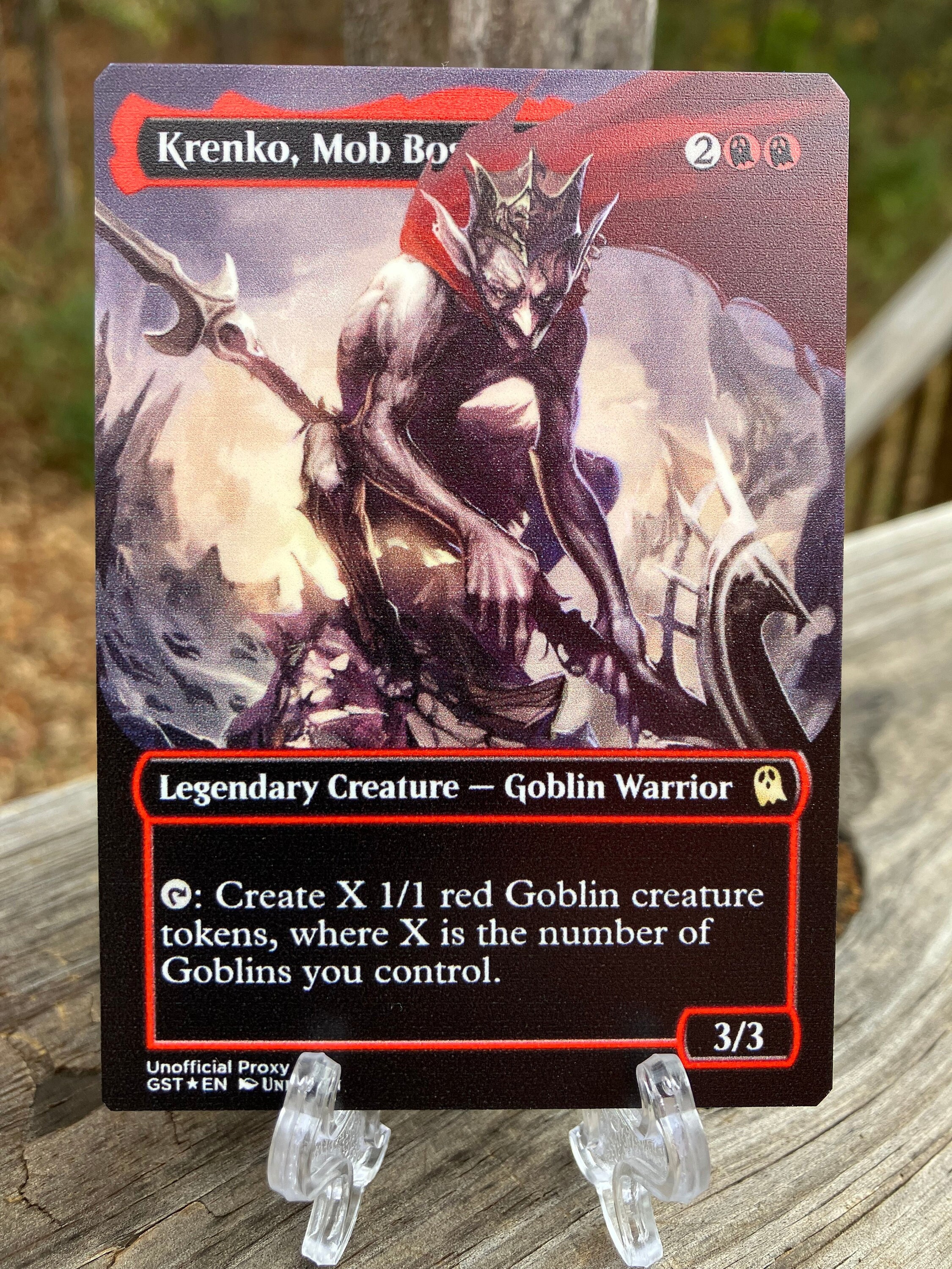 Krenko Mob Boss Borderless Neon Metal Proxy for Commander - Etsy