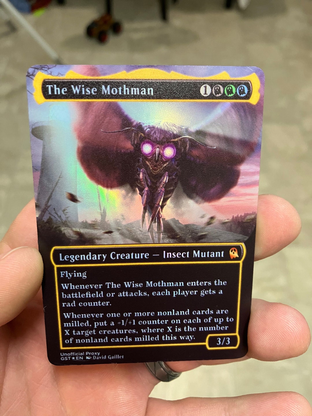 The Wise Mothman Foil Borderless Neon Metal Proxy for Commander - Etsy