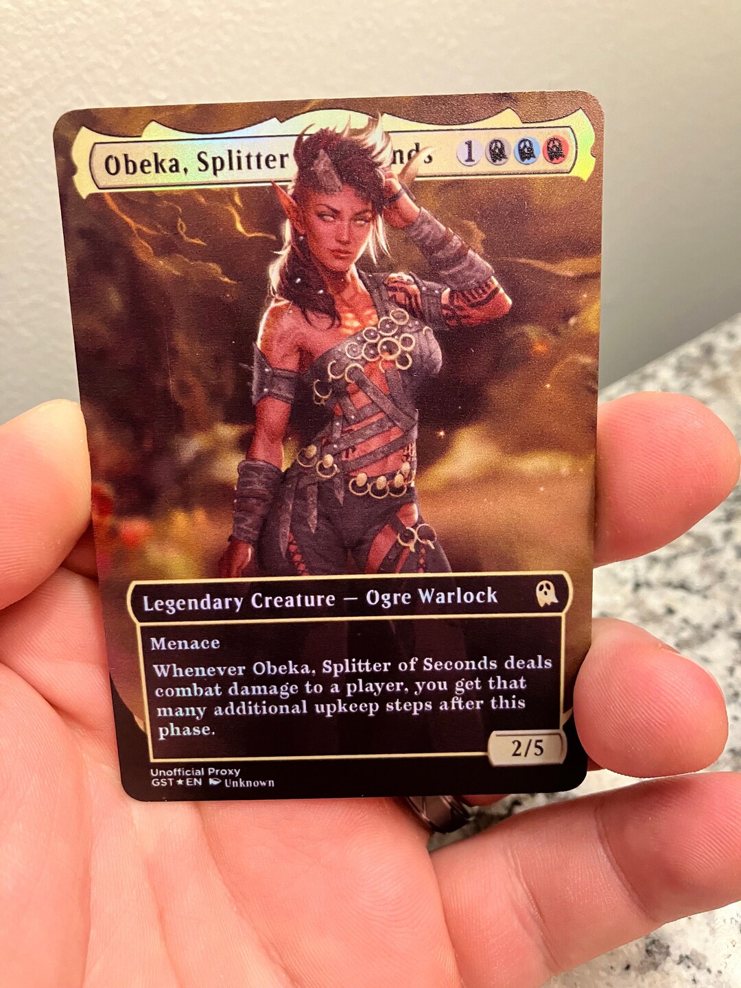 Obeka, Splitter of Seconds Foil Full Borderless Metal Proxy for ...