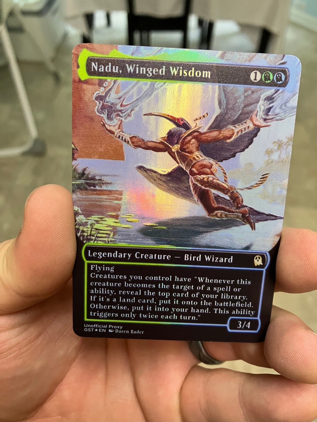 Nadu, Winged Wisdom Foil Borderless Neon Metal Proxy for Commander - Etsy