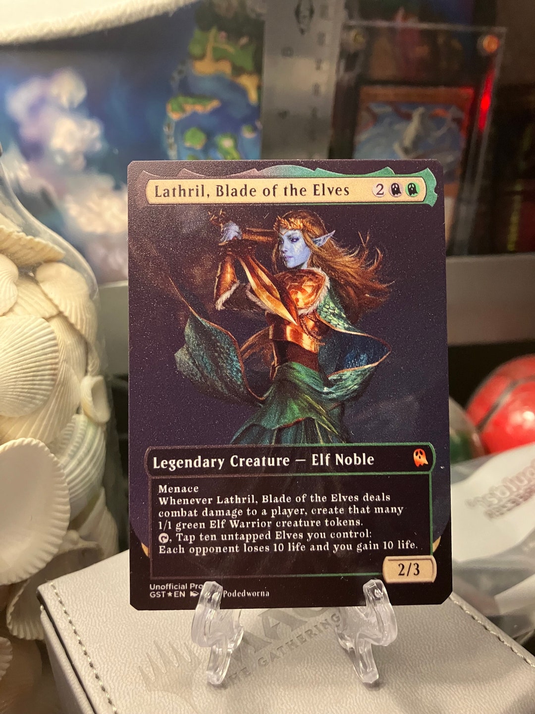 Lathril, Blade of the Elves Full Borderless Metal Proxy for Commander ...