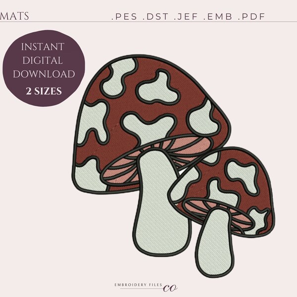 Pes File for Embroidery Mushroom - Etsy