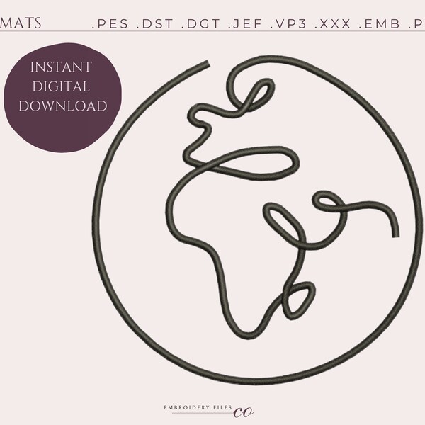 World Map Embroidery Design Pes - Etsy