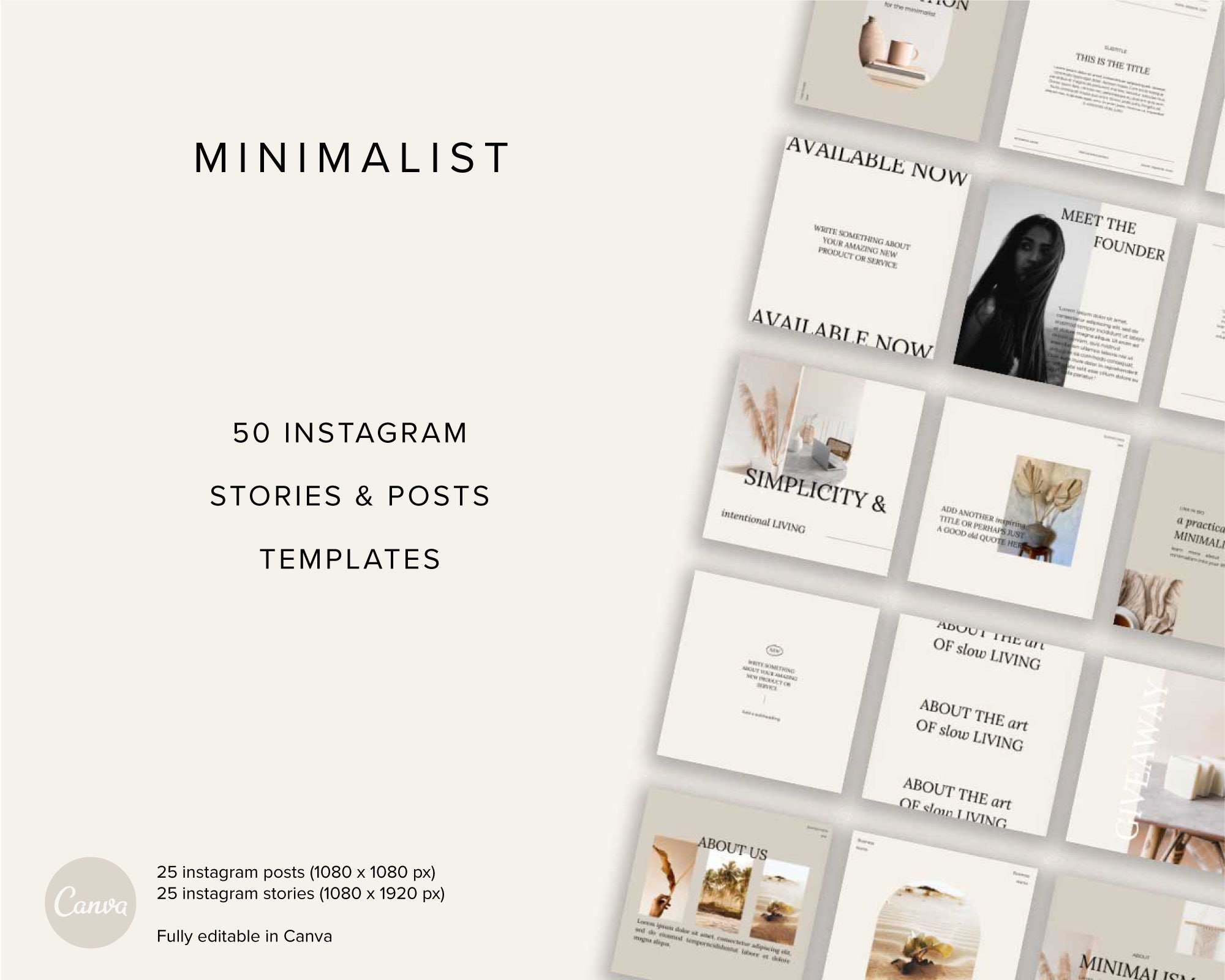 50 Minimalist Instagram Templates | Posts and Stories | Social Media ...