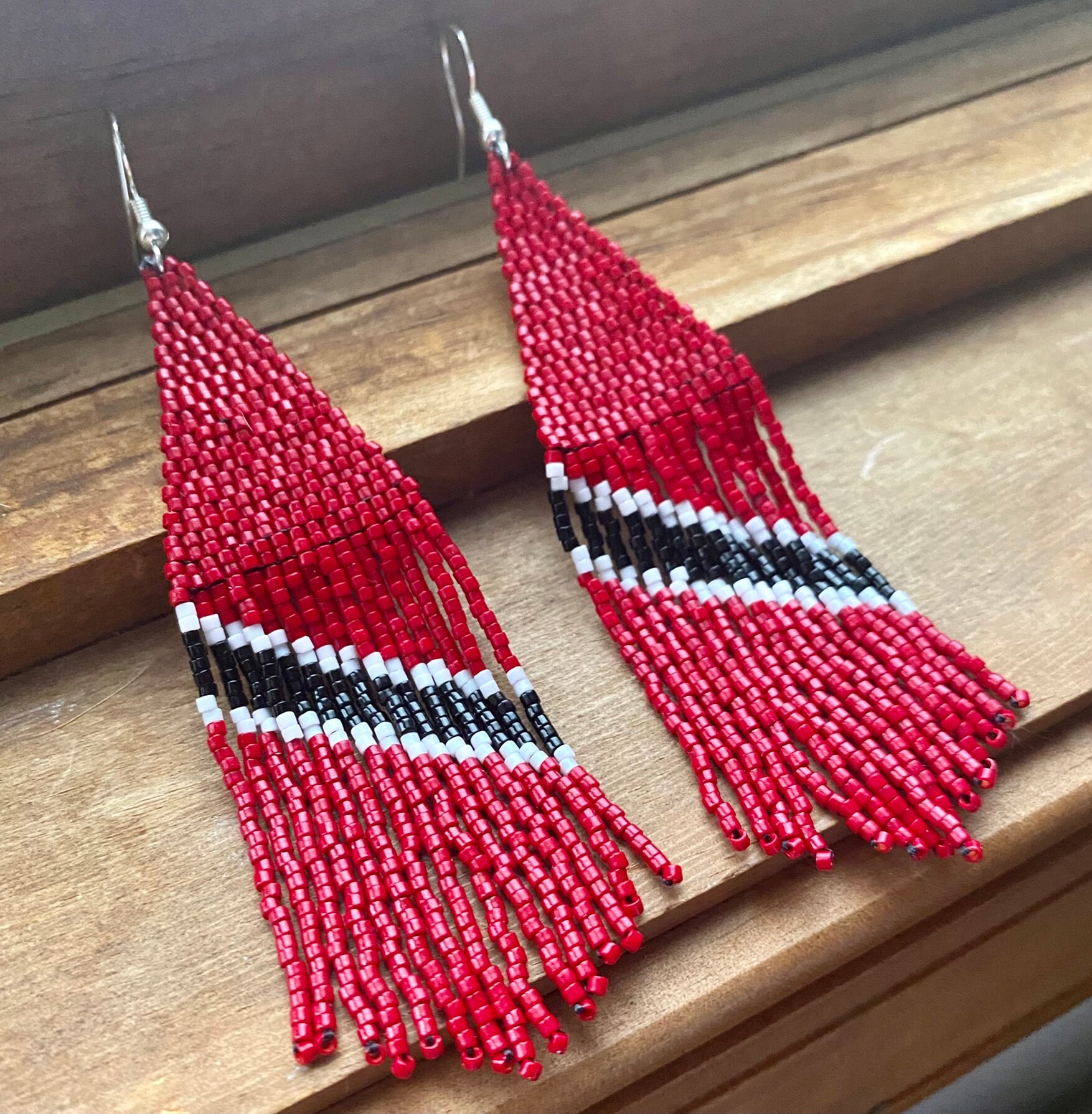 Beaded Trinidad Tobago Flag Fringe Earrings - Etsy