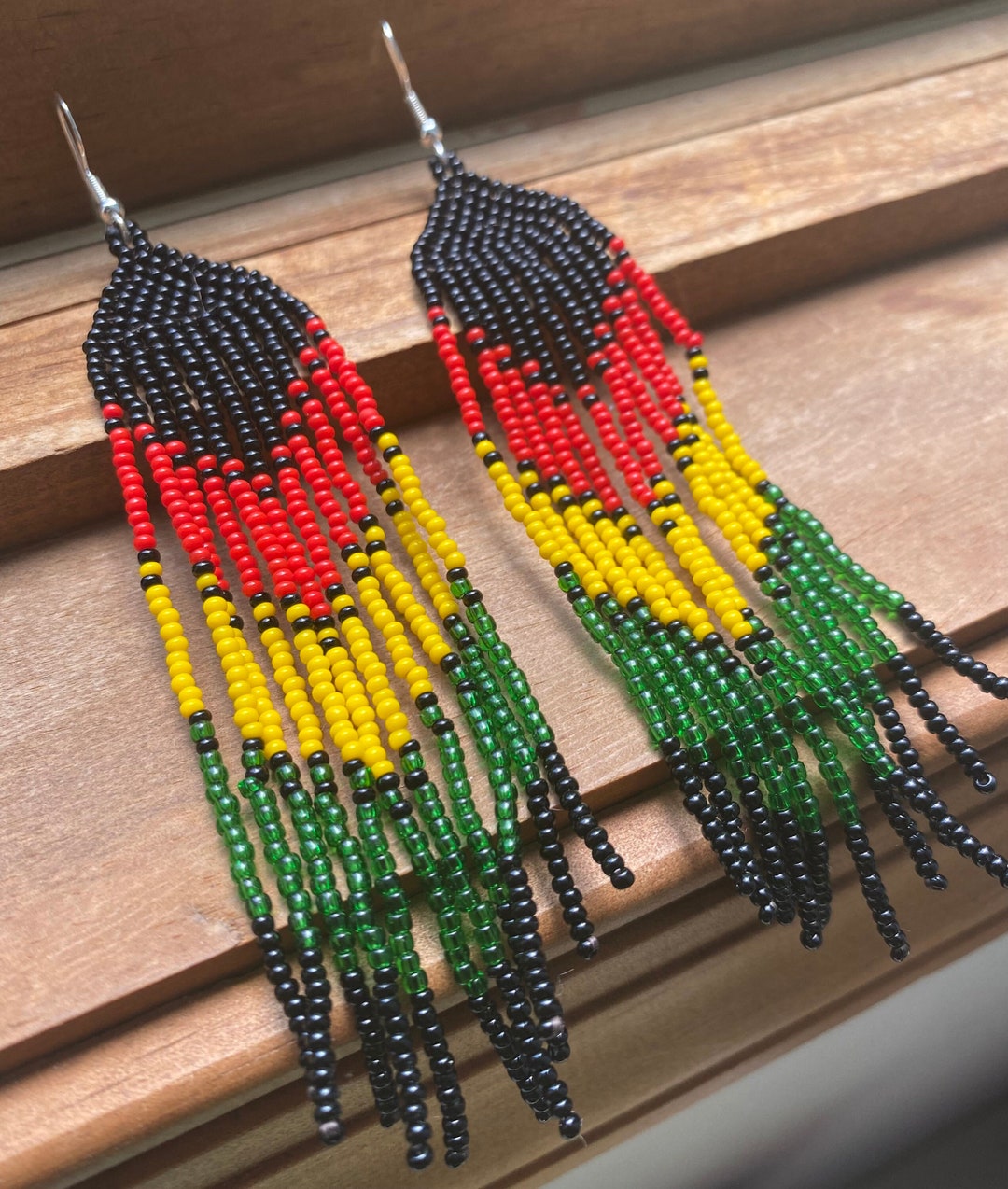 Long Rasta Reggae Beaded Fringe Earrings - Etsy