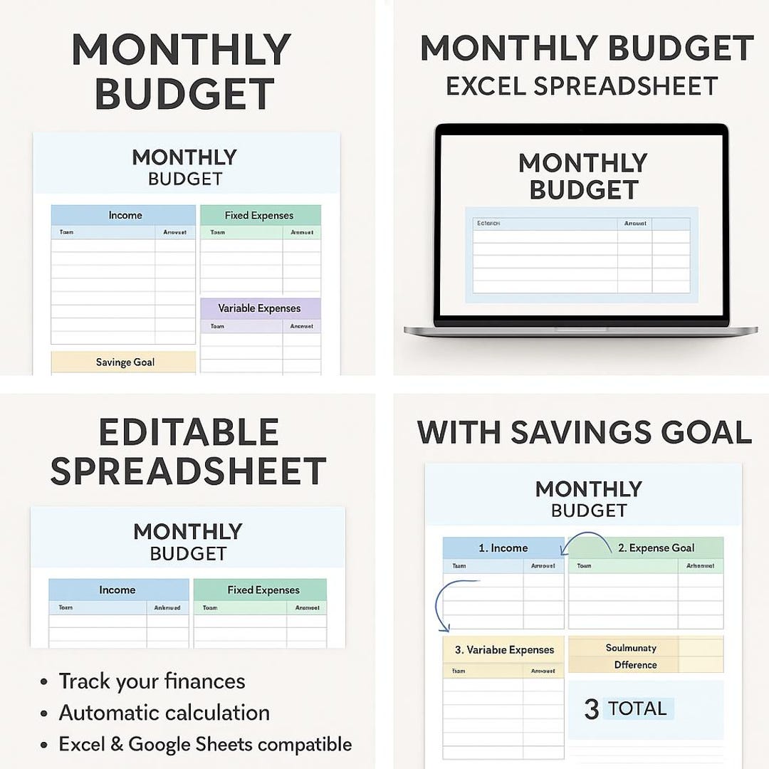 Budget Tracker Excel Bundle | 3-in-1 Colorful Spreadsheet Pack ...
