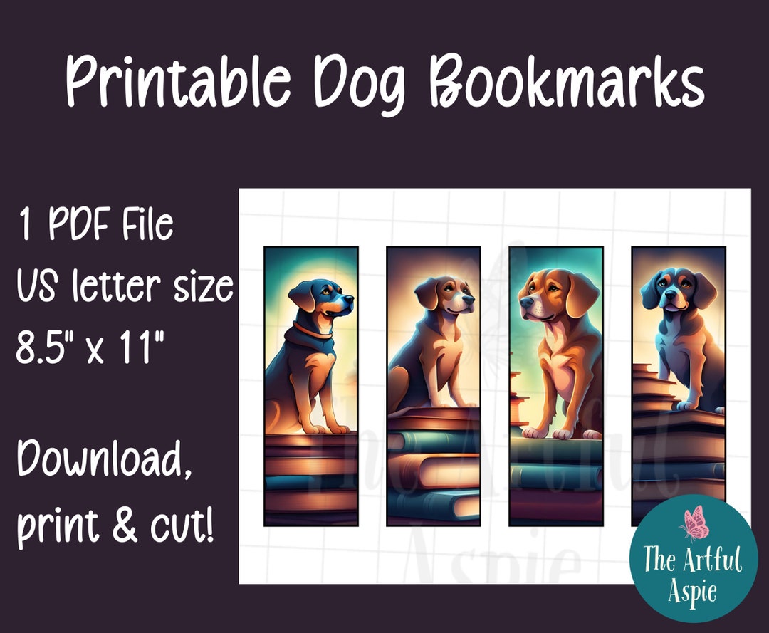 Dog Lover's Printable Bookmarks Set of 4 for Cozy Reading Sessions PDF ...