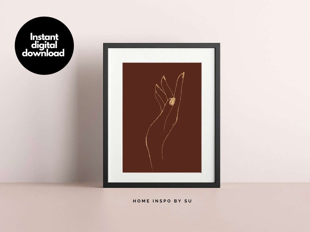 Hand Print, Gold Glitter, Line Print, Minimal Art - Etsy