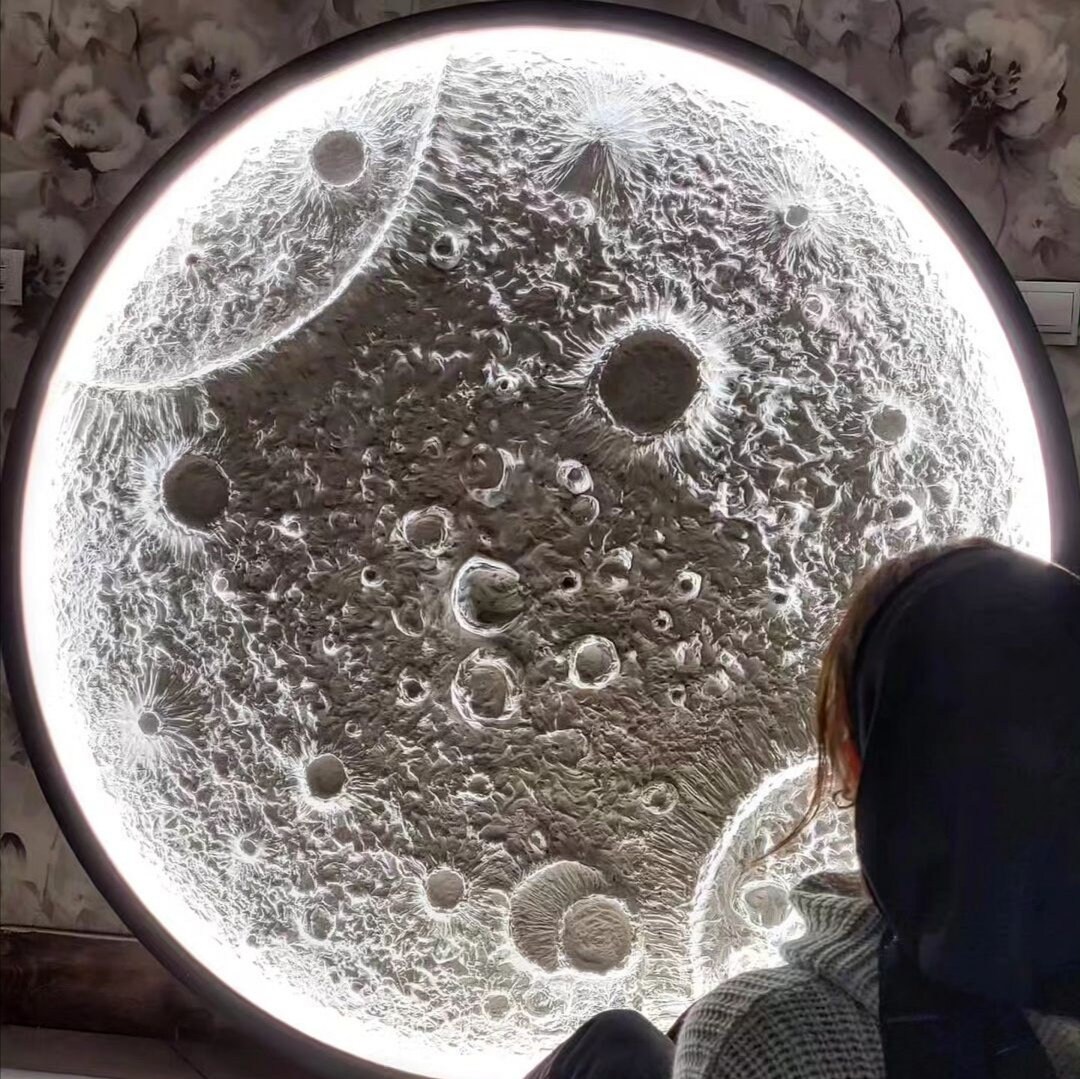Moon Painting Moon Wall Lamp Moon Wall Art Textured Moon Painting Moon ...