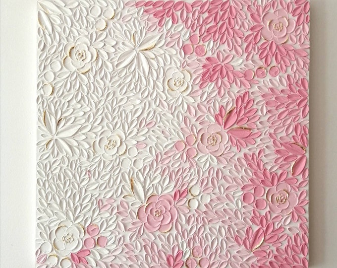 Floral Textured Painting 3D Floral Art Textured Flower Painting - Etsy