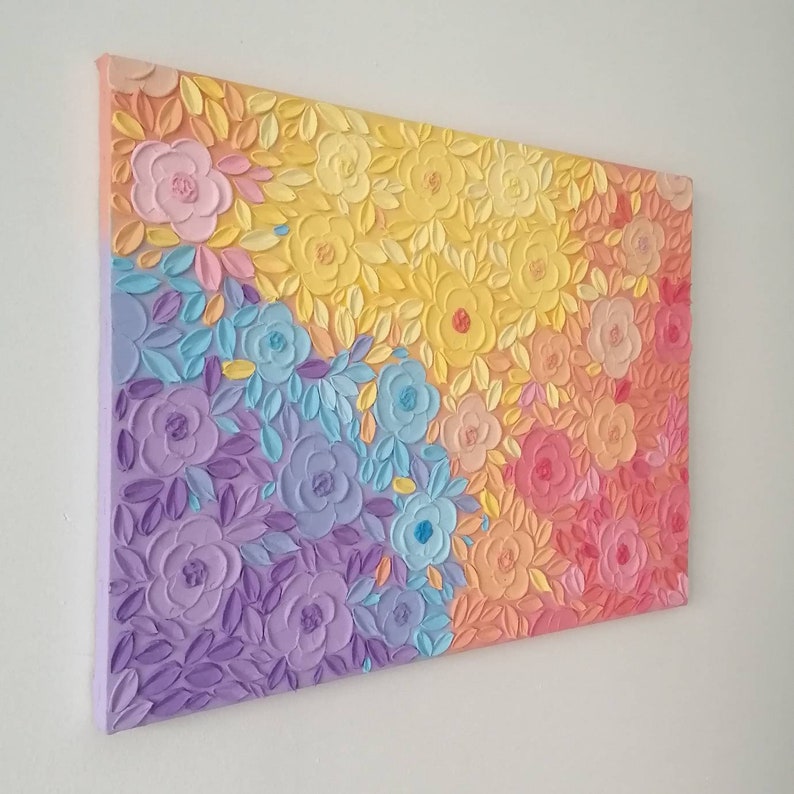 Floral Textured Painting 3D Floral Art Textured Flower Painting Impasto ...