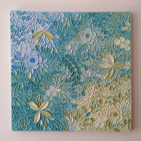 Floral Textured Painting 3D Floral Art Textured Flower - Etsy