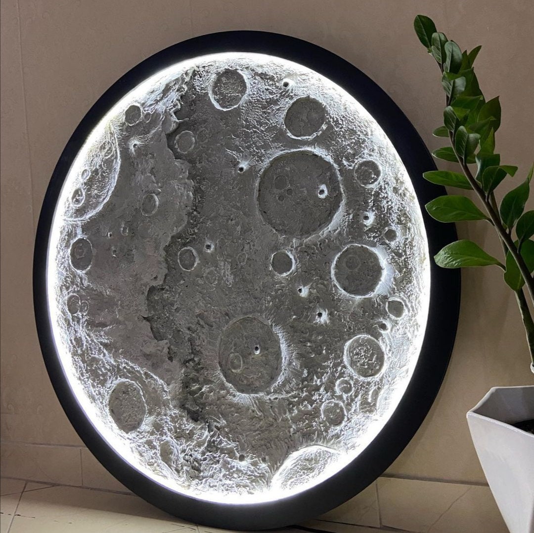 Moon Painting Moon Wall Lamp Moon Wall Art Textured Moon Painting Moon ...