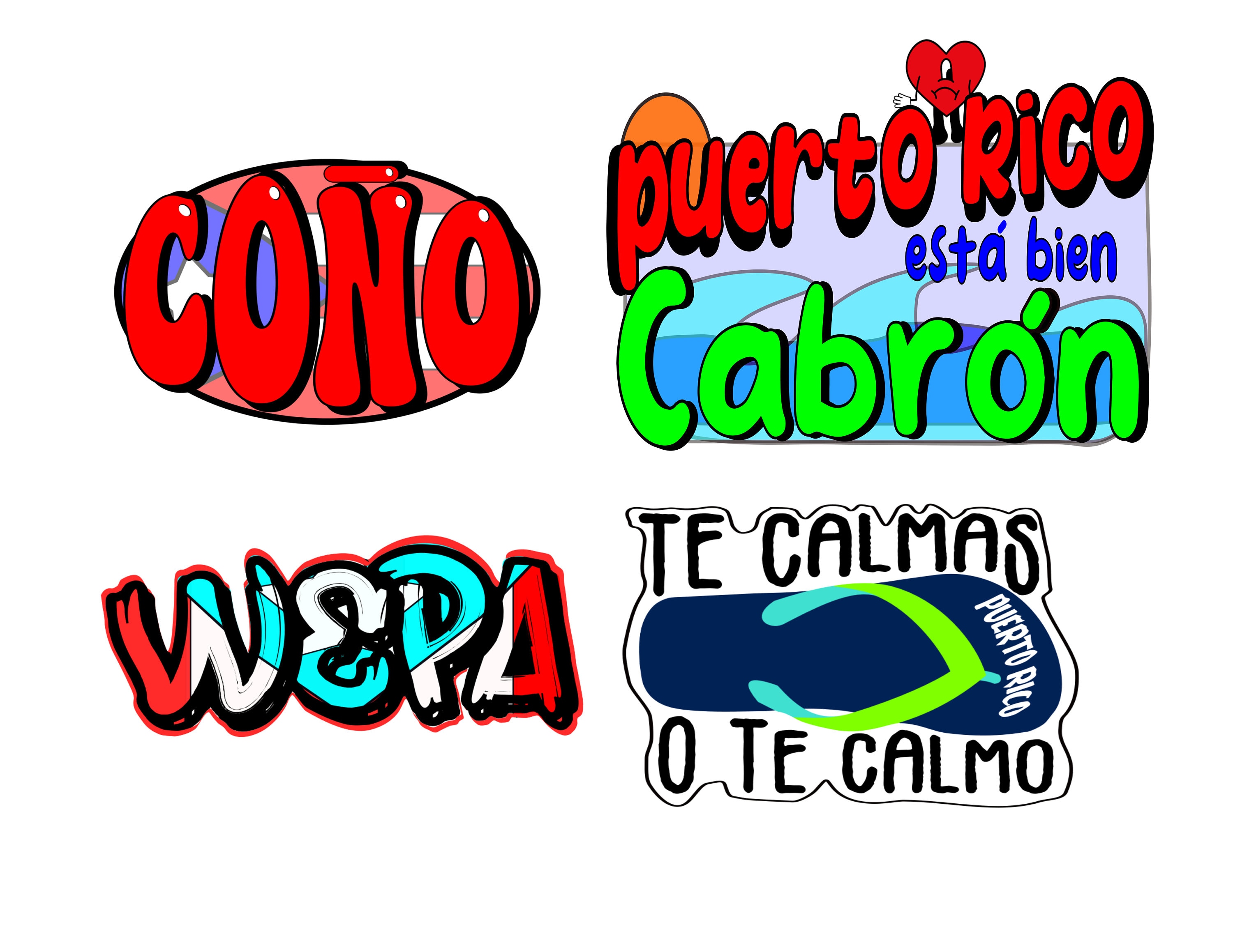 Puerto Rico Stickers Vinyl Decals With "frases Boricuas" 4 Stickers ...