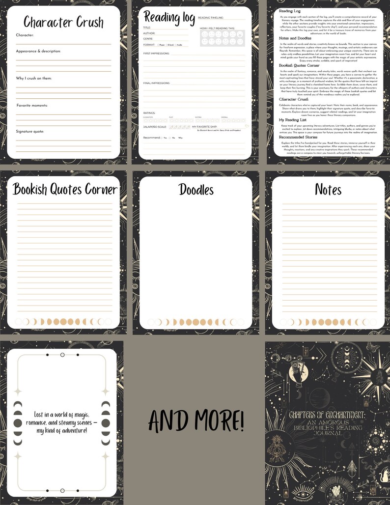 Printable Reading Journal - Chapters of Enchantment: an Amorous Reading ...