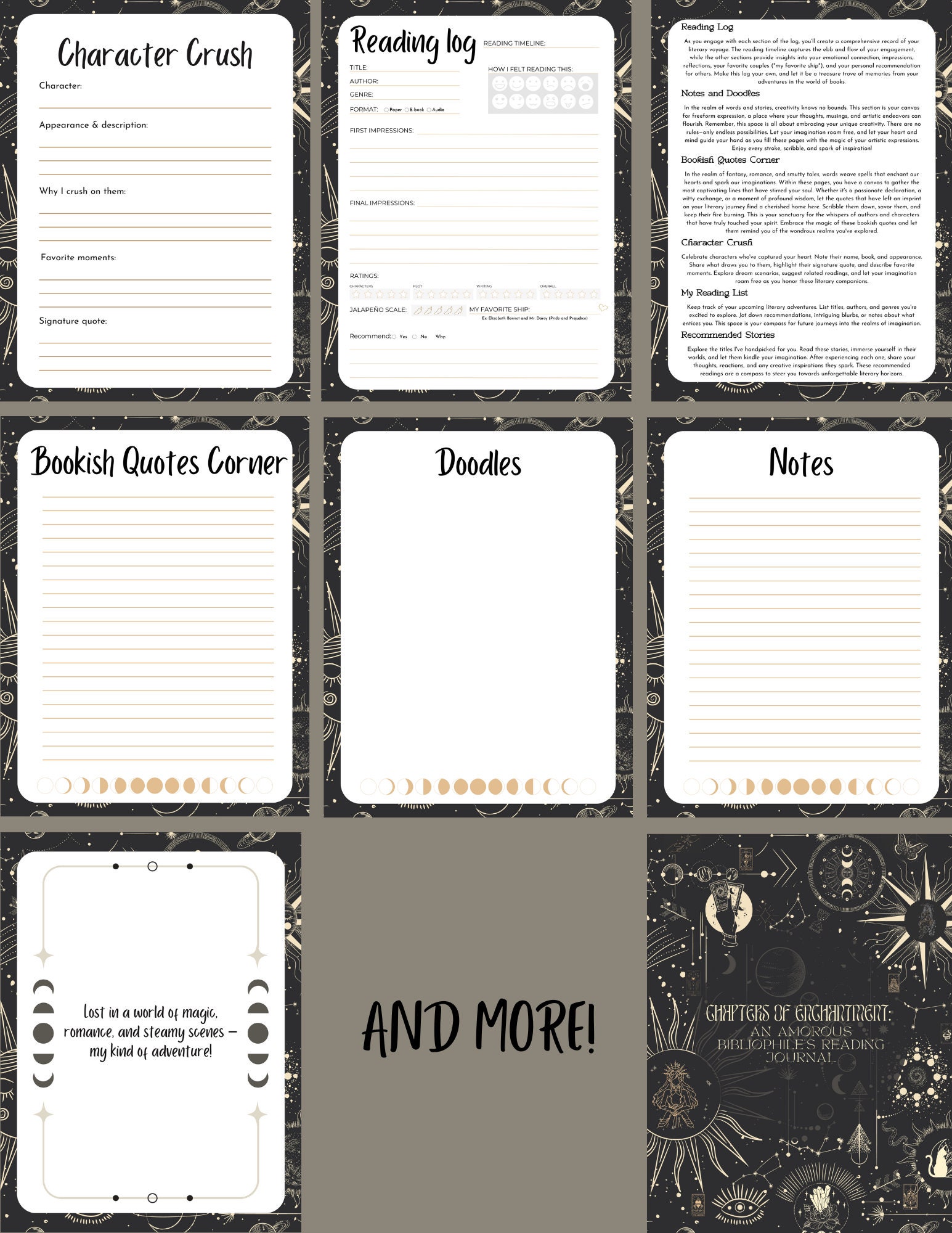 Printable Reading Journal - Chapters of Enchantment: an Amorous Reading ...
