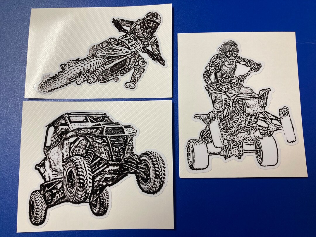 Motorcycle 4 Wheeler UTV Sticker Set | UTV Dirt Bike 4-wheeler | Laminated Stickers | Mud Lover ...