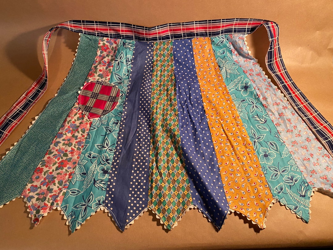 Vintage Apron With Mixed Print Panels. - Etsy