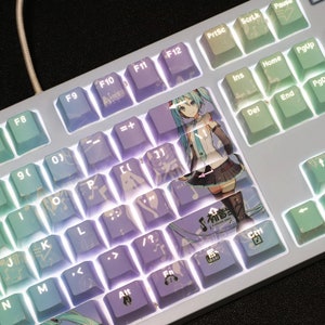 Pretty Anime Girl High End Keycap Set With 2 Version of Backlit PBT ...