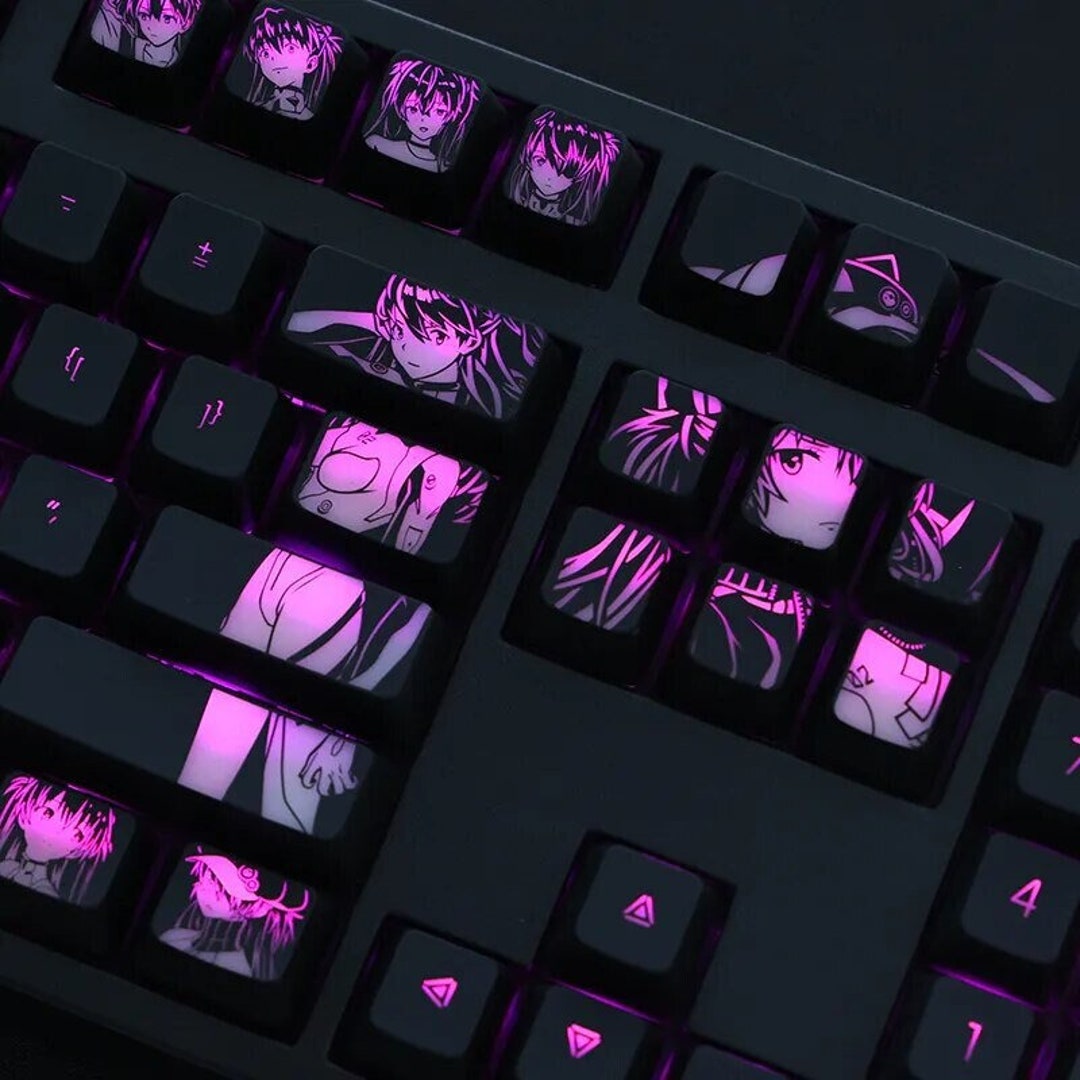 Eva Asuka Theme 108 Custom Backlit Keycaps Set Cartoon for Mechanical ...