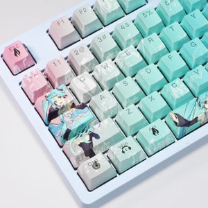 Pretty Anime Girl High End Keycap Set With 2 Version of Backlit PBT ...