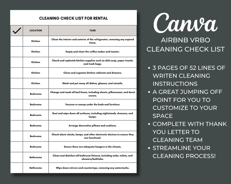 Housekeeping Checklist Template, Airbnb Guest Turnover Template ...