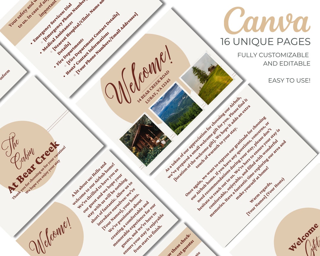 Boho Airbnb Welcome Packet Template, Canva Airbnb Welcome Template ...