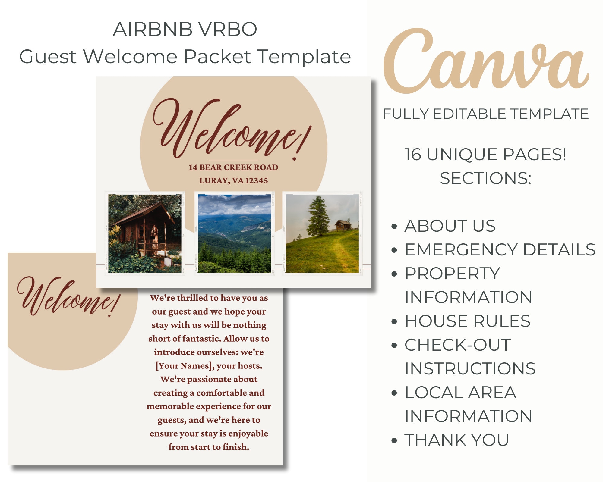 Boho Airbnb Welcome Packet Template, Canva Airbnb Welcome Template ...