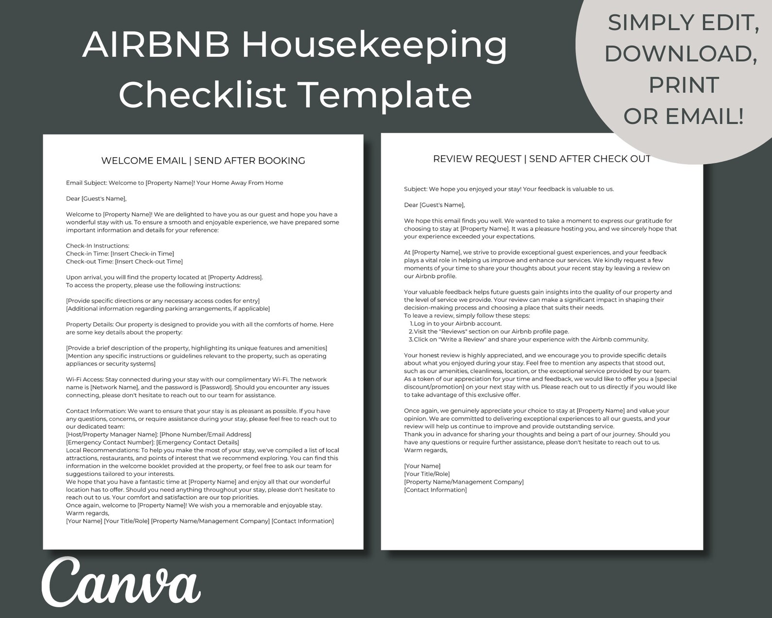 Airbnb Host Toolkit, AIRBNB Listing Description Template, Guest Welcome Email Template, Review ...
