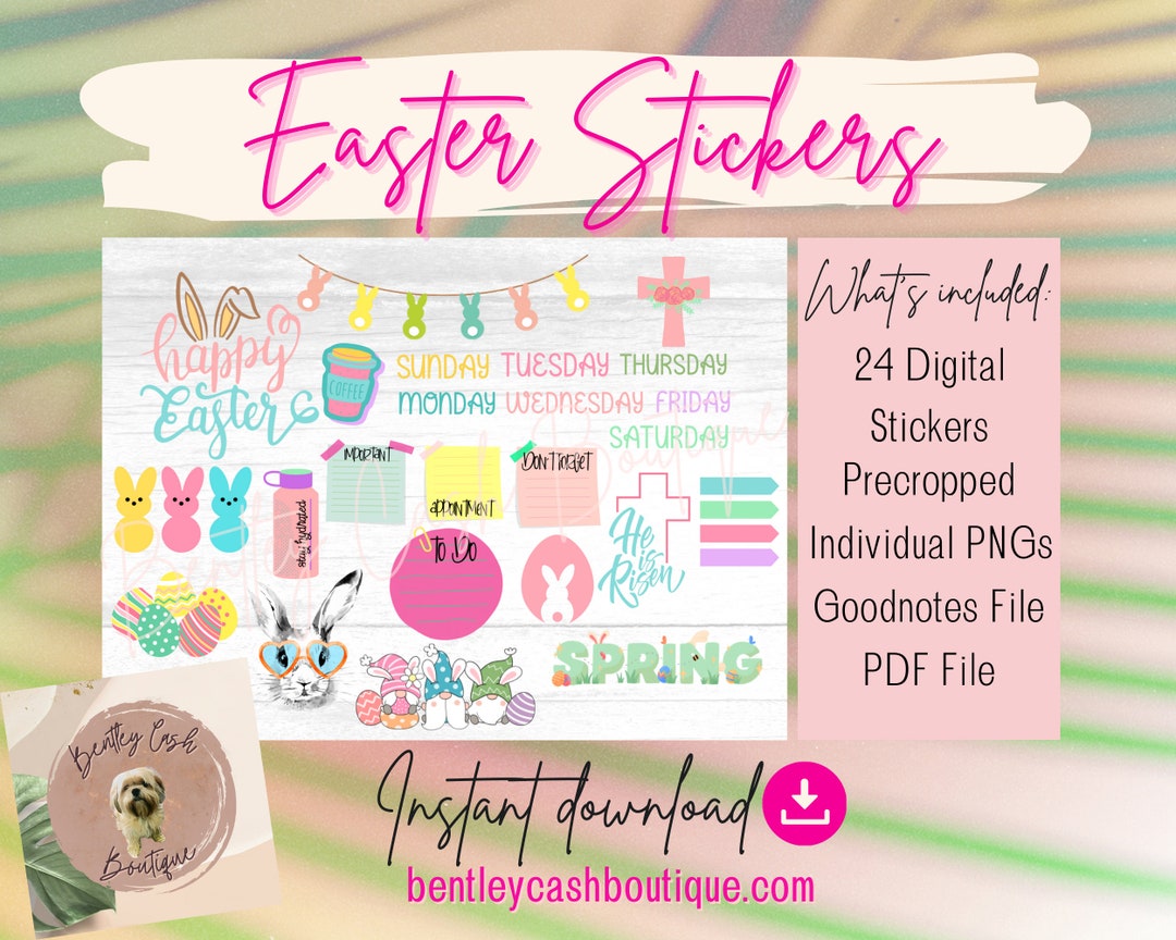 Easter Spring Digital Planner Stickers Goodnotes Stickers PNG PDF ...